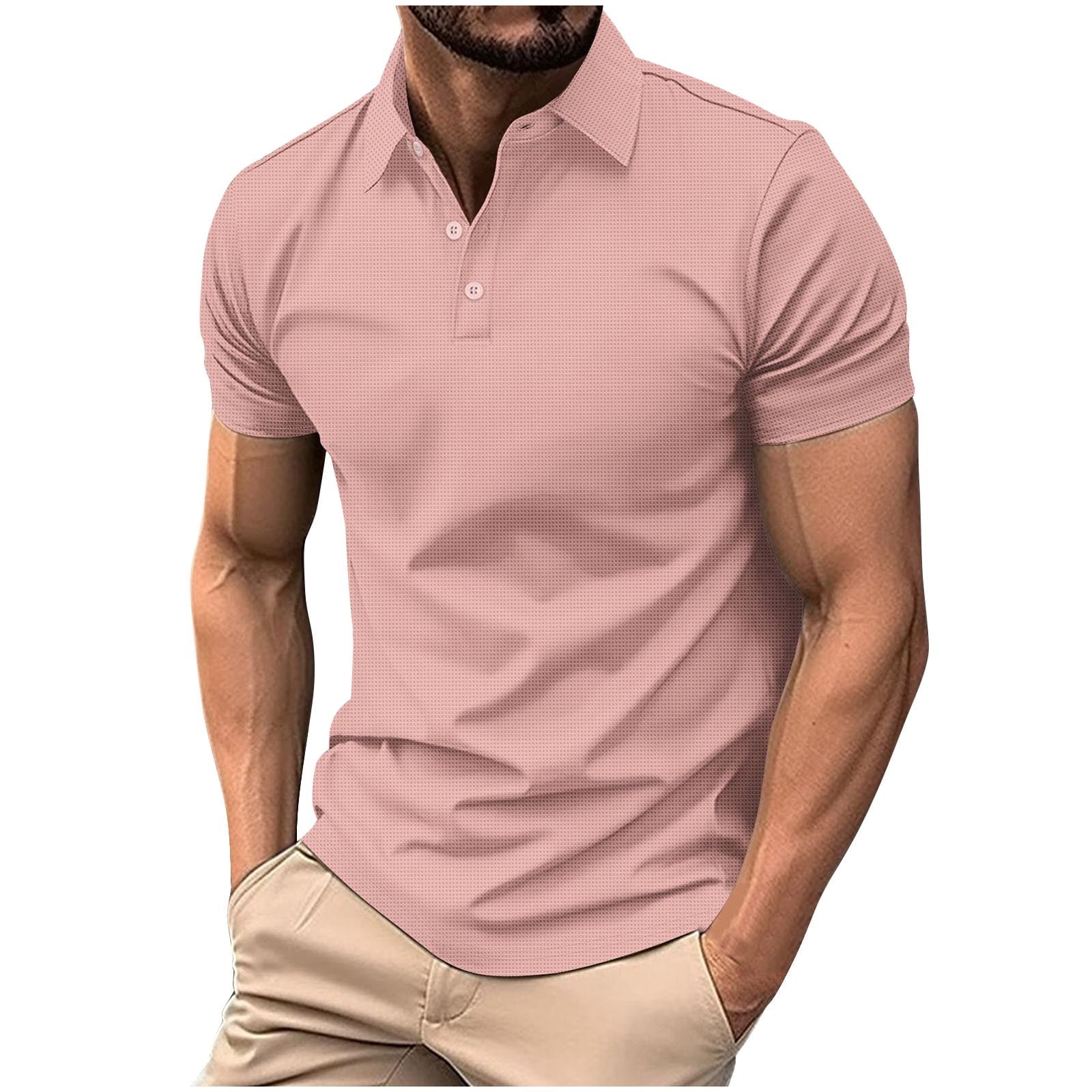 YLSDY Men's Button Collared Shirts Short Sleeve Golf Shirts Casual ...