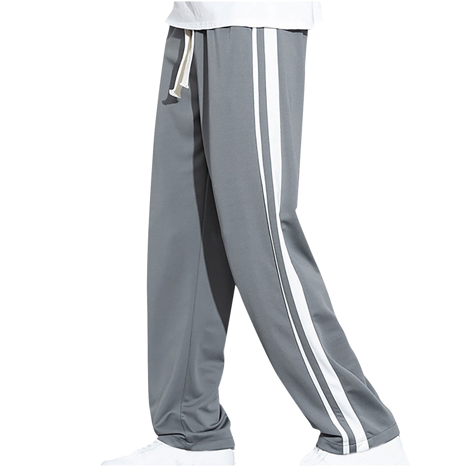YLSDY Men's Straight Leg Pants with Side Stripe Drawstring Closure ...