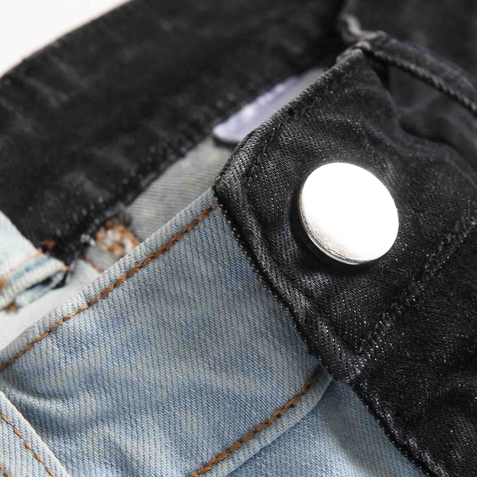 YLSDY Men's Two-Tone Color Block Jeans Hip Hop Streetwear Straight Fit ...