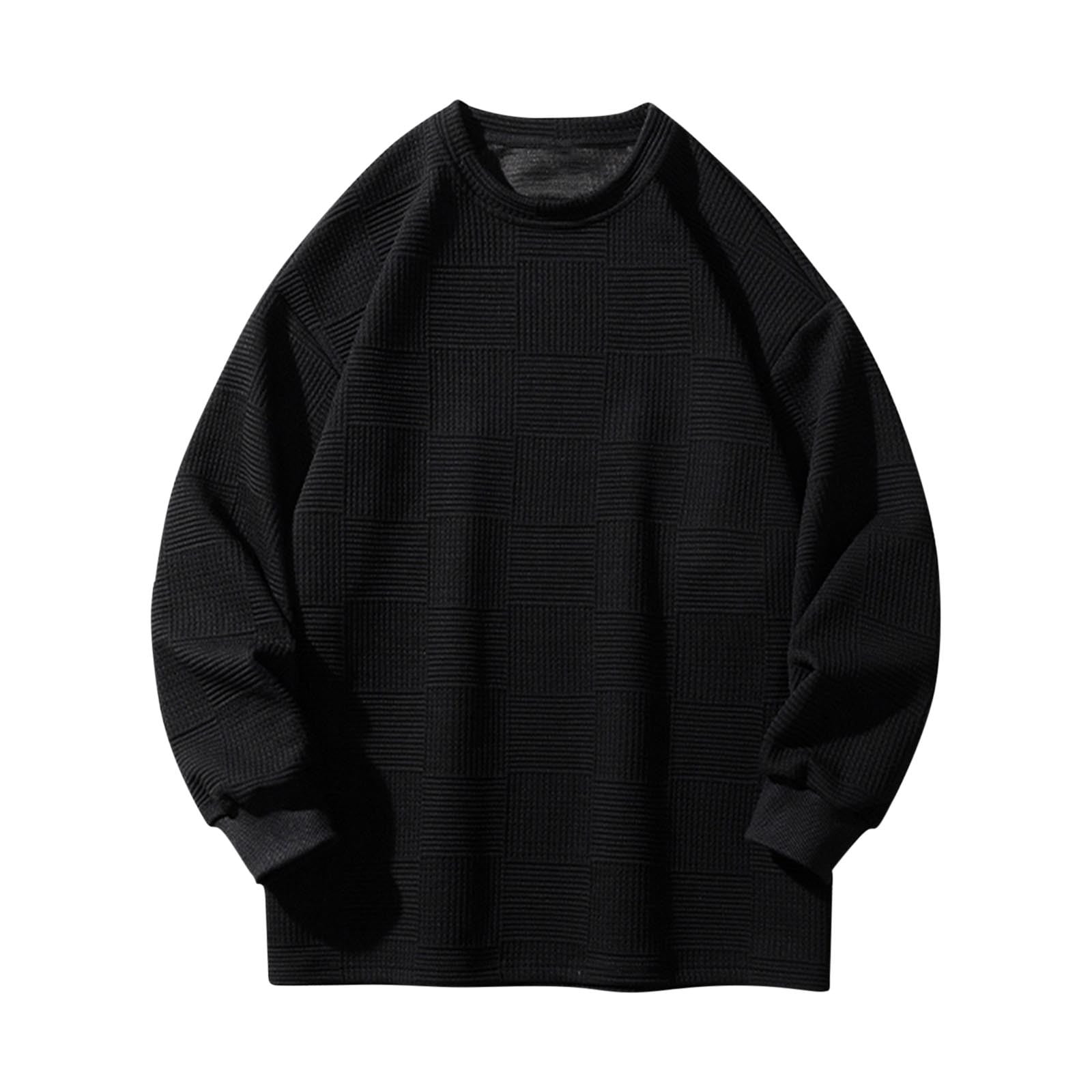 YLSDY Men's Waffle Knit Long Sleeve T-Shirt Crewneck Thermal Top Loose Fit Soft Comfortable ...