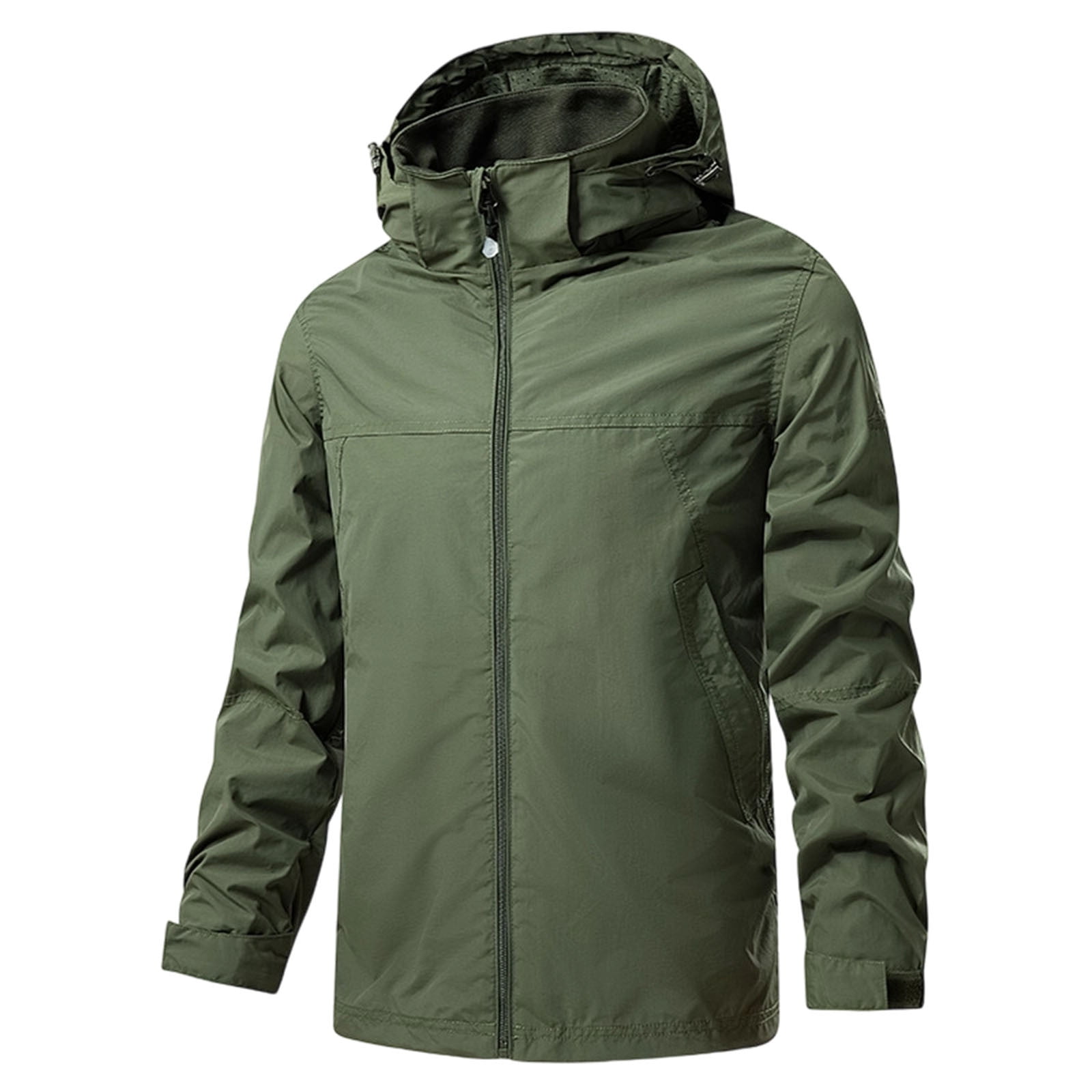 YLSDY Mens Oversized Rain Jacket Zip Up Lightweight Waterproof Raincoat ...