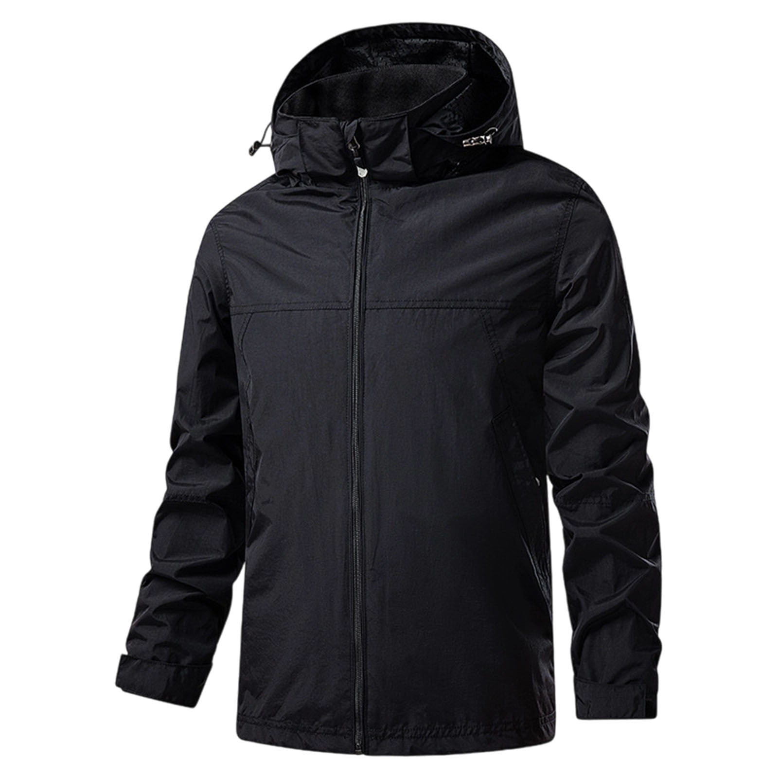 YLSDY Mens Oversized Rain Jacket Zip Up Lightweight Waterproof Raincoat ...