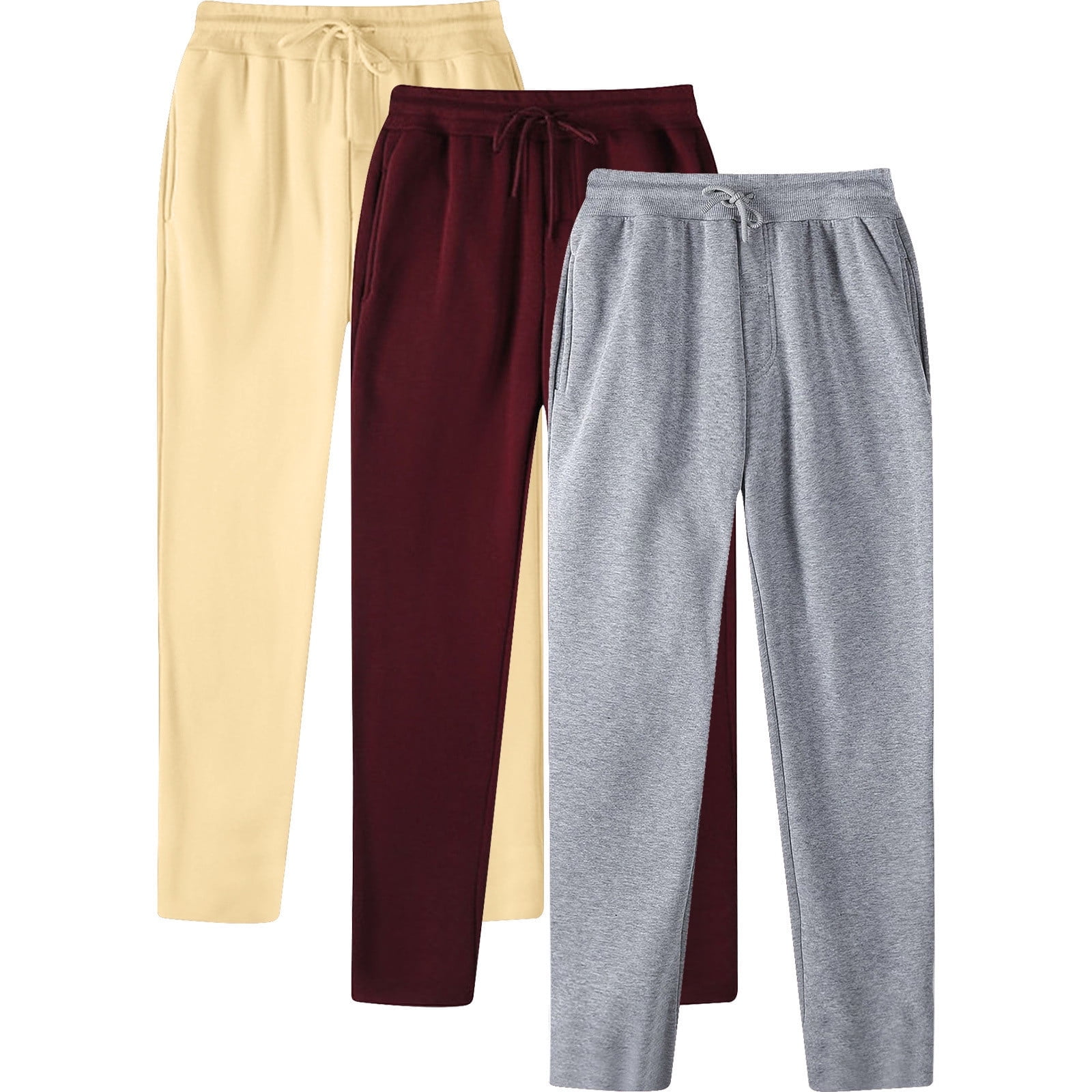 YLSDY Mens Sweatpants Pack of 3 Fleece Lined Open Bottom Joggers ...