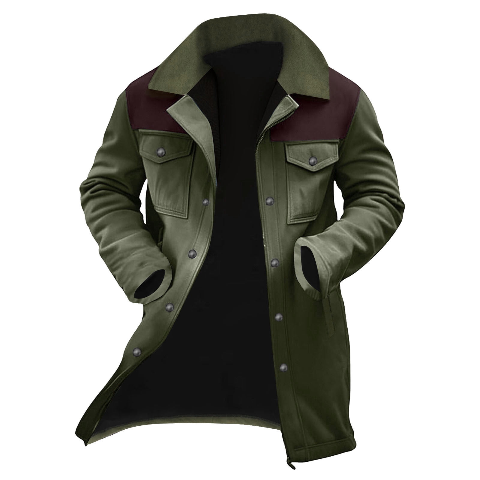 YLSDY Mens Western Cowboy Vintage Suede Jacket Plush Collar Coats Faux ...