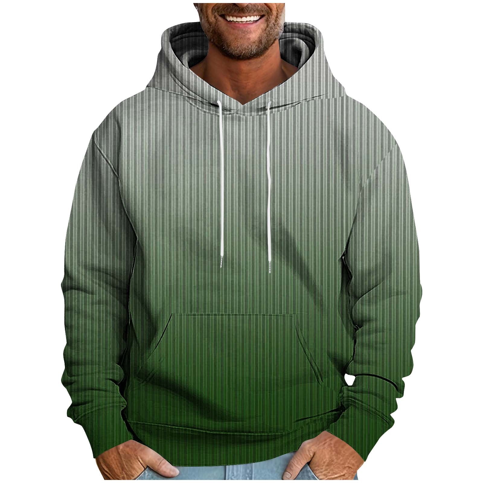 YLSDY Savings Casual Striped Gradient Hoodies for Men - Warm Fleece ...