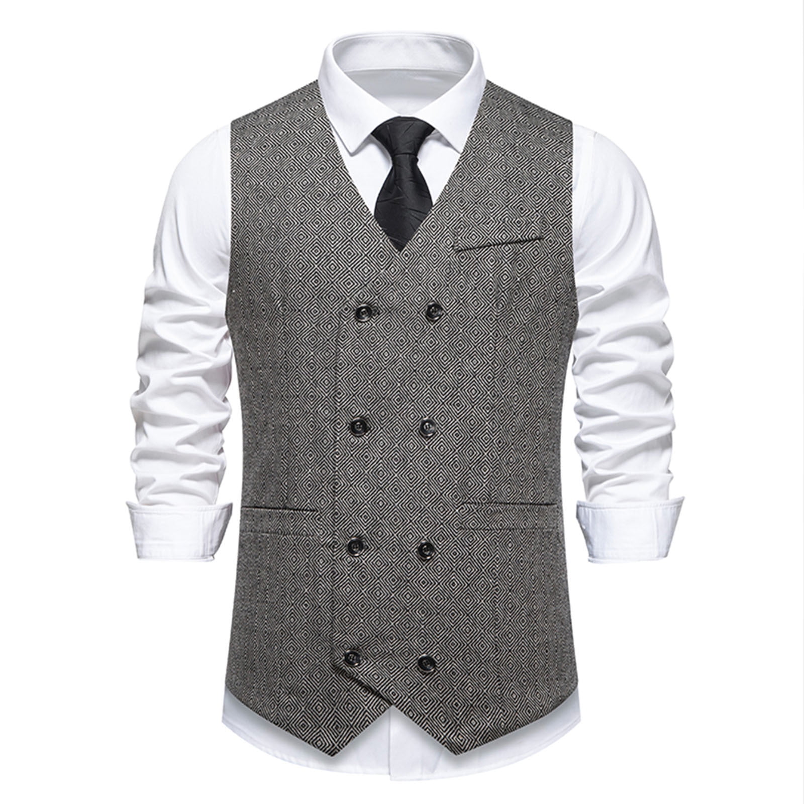 YLSDY Fashion Men Business Suit Vest Double Breasted Herringbone ...