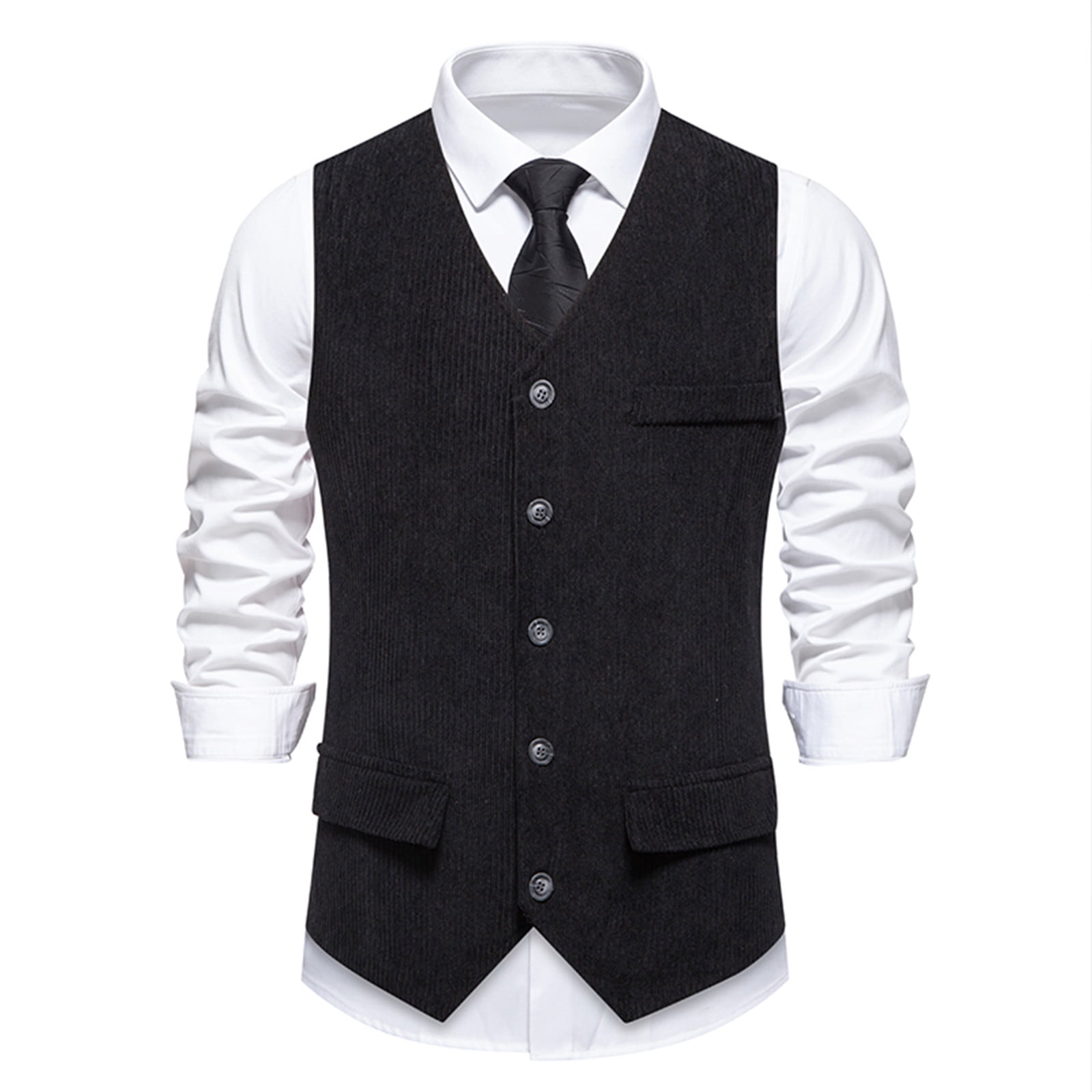 YLSDY Fashion Men's Suede Leather Suit Vest V Neck Cowboy Vest Vintage ...