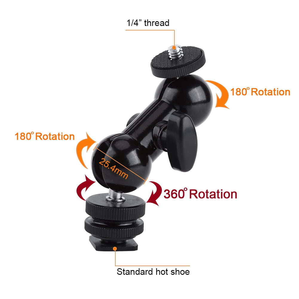 YLSHRF Arm Clamp Mount, 1/4 Screw Double Ballhead Mount, For DSLR ...