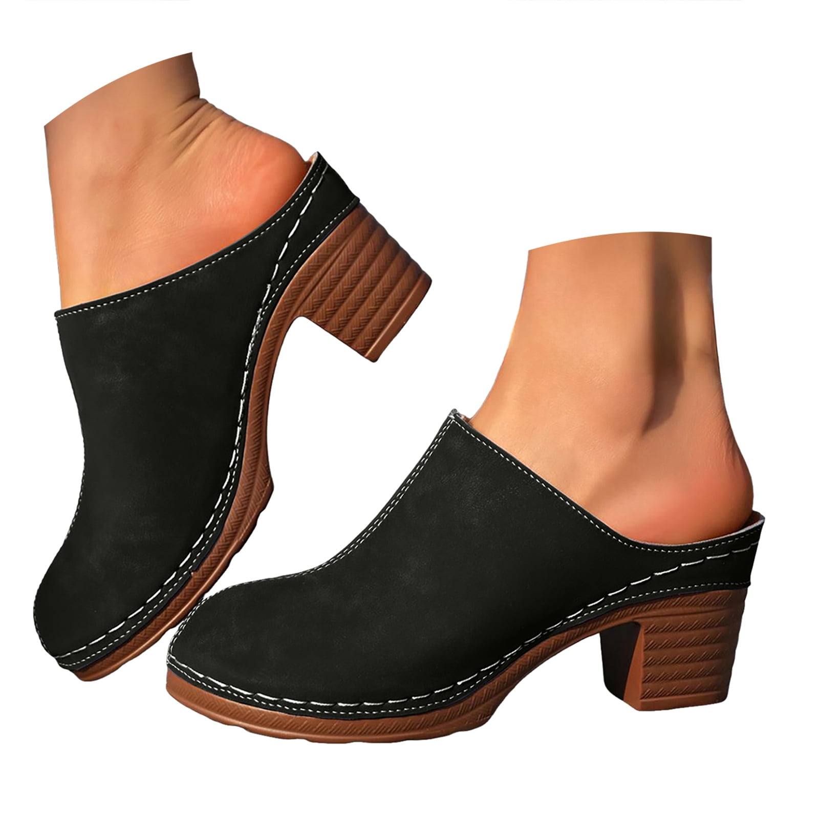 YLYL 2026 Women's Clogs Closed Toe Platform Chunky Heel Slip on Dressy ...