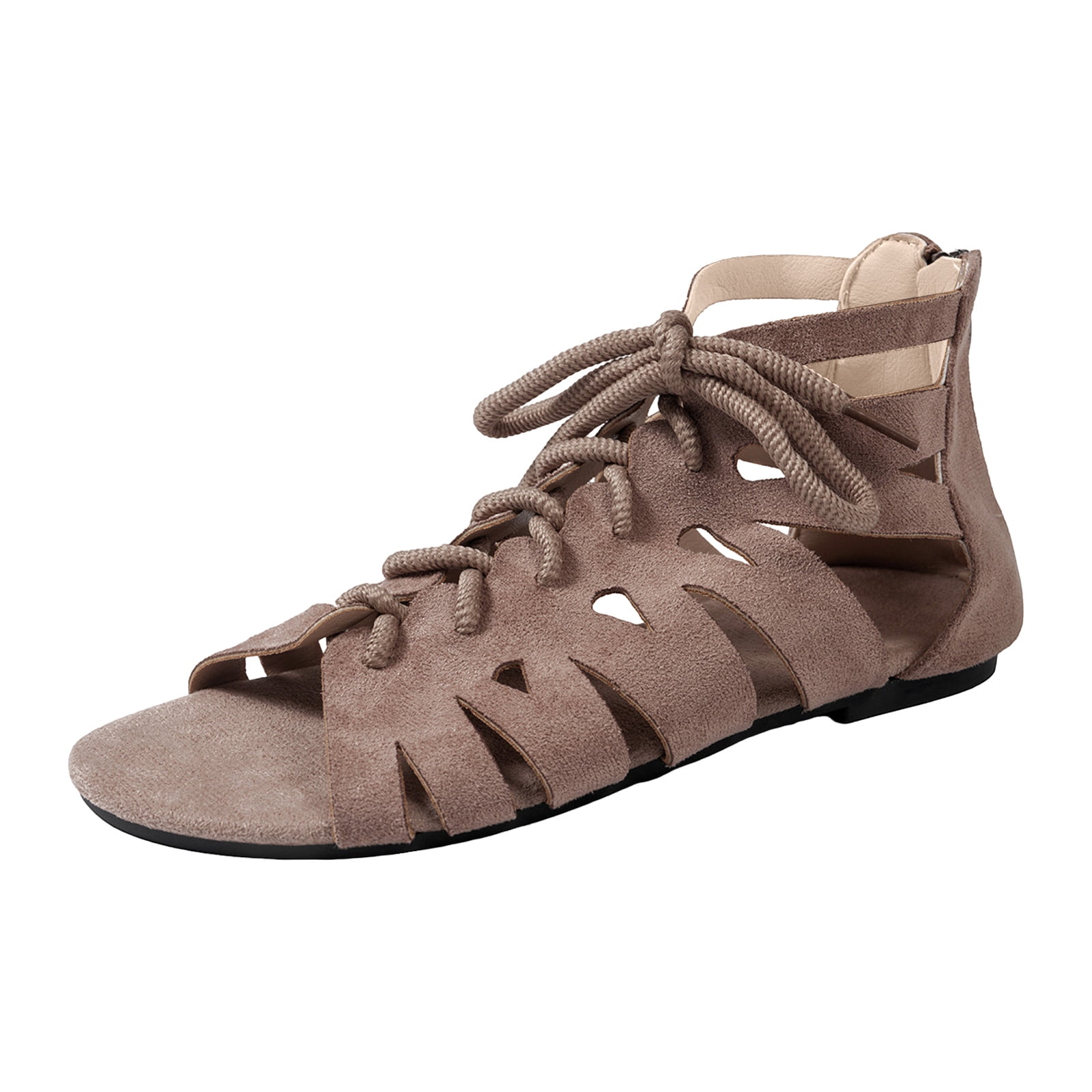 YLYL Flat Sandals for Women Roman Gladiator Hollow out Open Toe Back ...