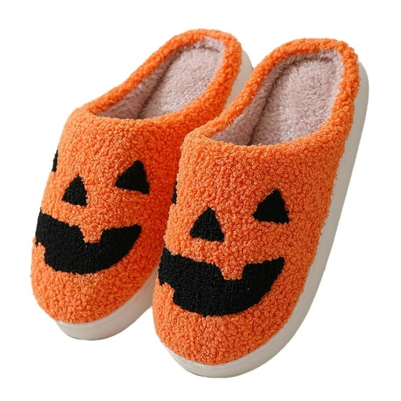 YLYL Halloween Slippers for Women Men Memory Foam Cute Cartoon Plush Fluffy Warm Fur Lined ...