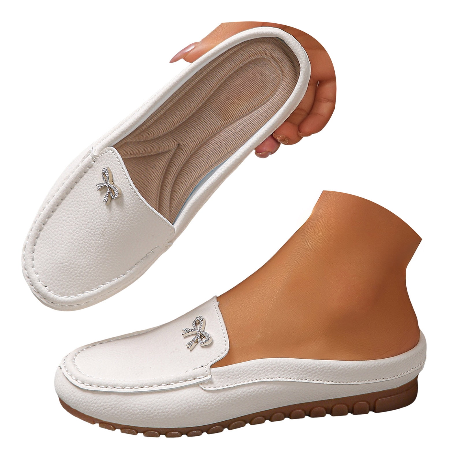 YLYL Women Backless Flat Loafers 2026 Slip on Lightweight Casual ...