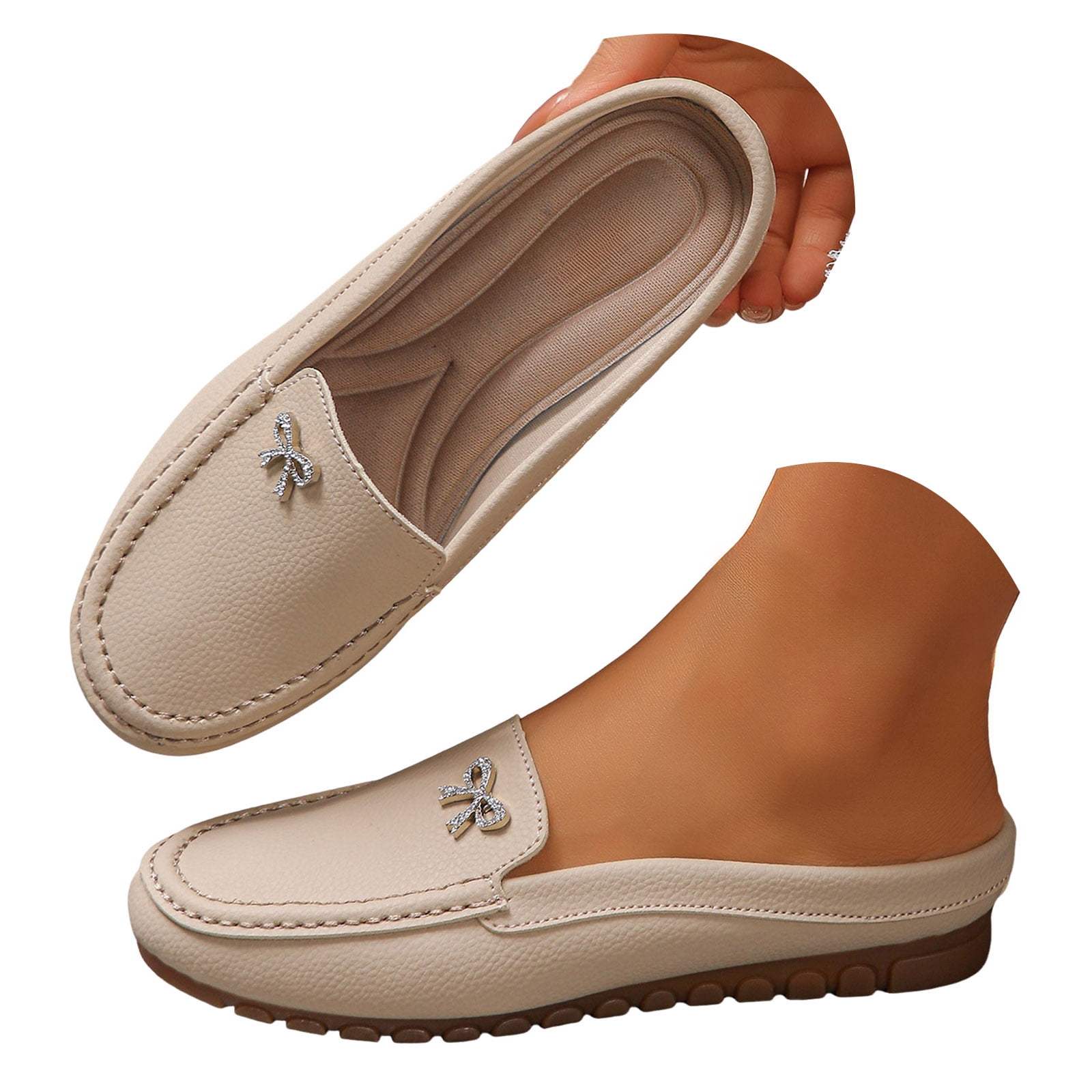 YLYL Women Backless Flat Loafers 2026 Slip on Lightweight Casual ...