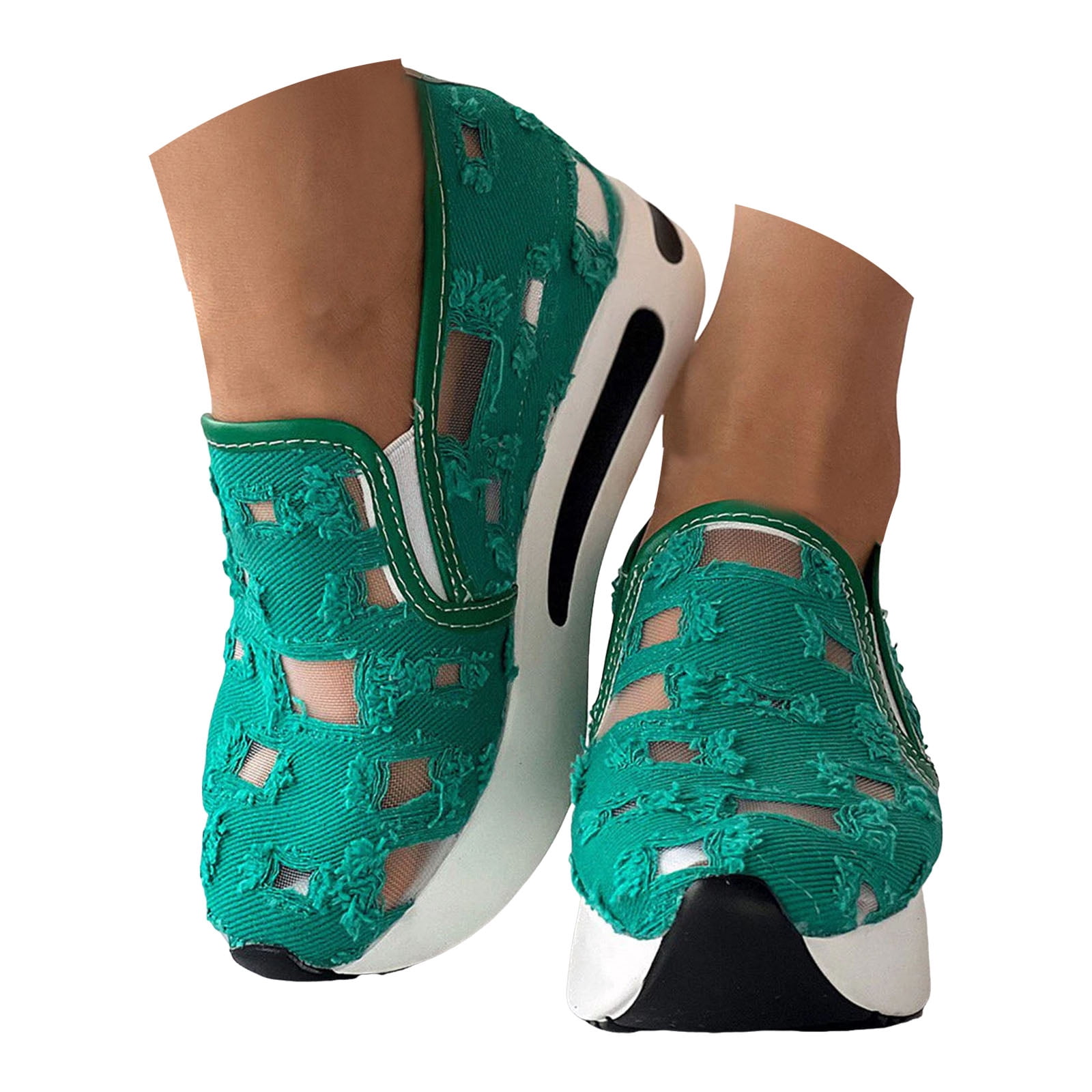 YLYL Women Fashion Platform Sneakers High Hidden Heel Wedge Walking ...