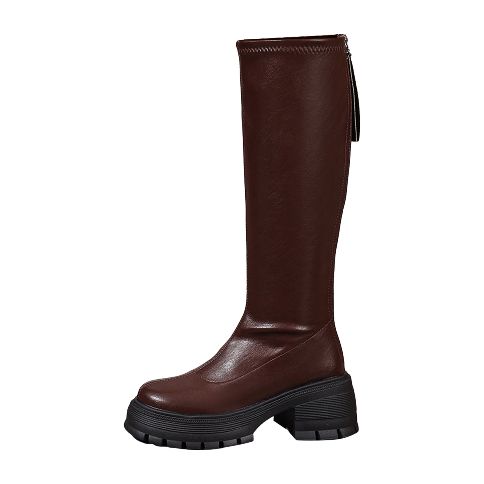 YLYL Women Knee High Boots Lug Sole hunky Block Heel Fall Winter Tall ...