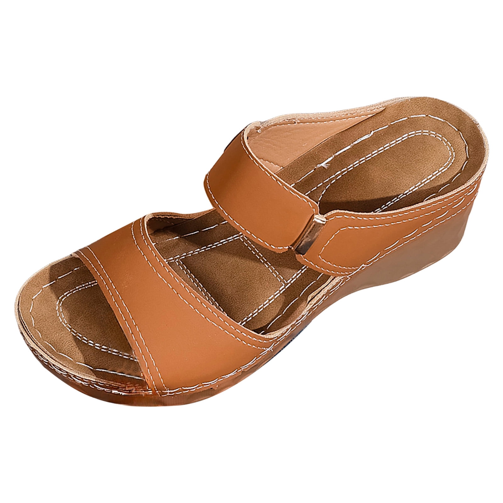 YLYL Women Platforms Wedge Sandals Double Straps Open Toe Arch Support ...
