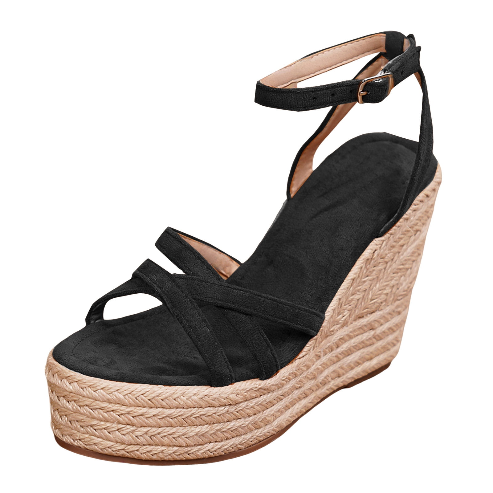 YLYL Women Sandals Platform Wedge High Heel Ankle Strap Buckle Open Toe ...