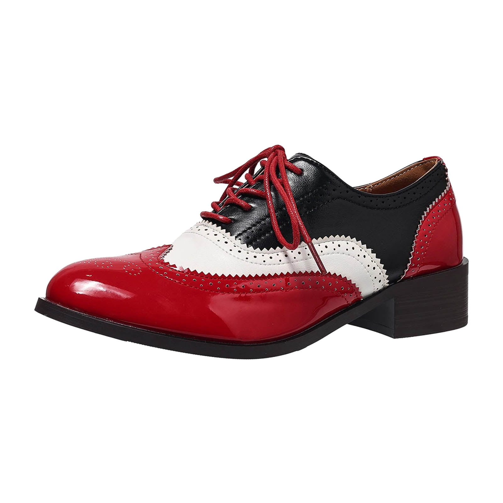 YLYL Women's Low Heels Oxfords Saddle Shoes Creeper Vintage Wingtip ...