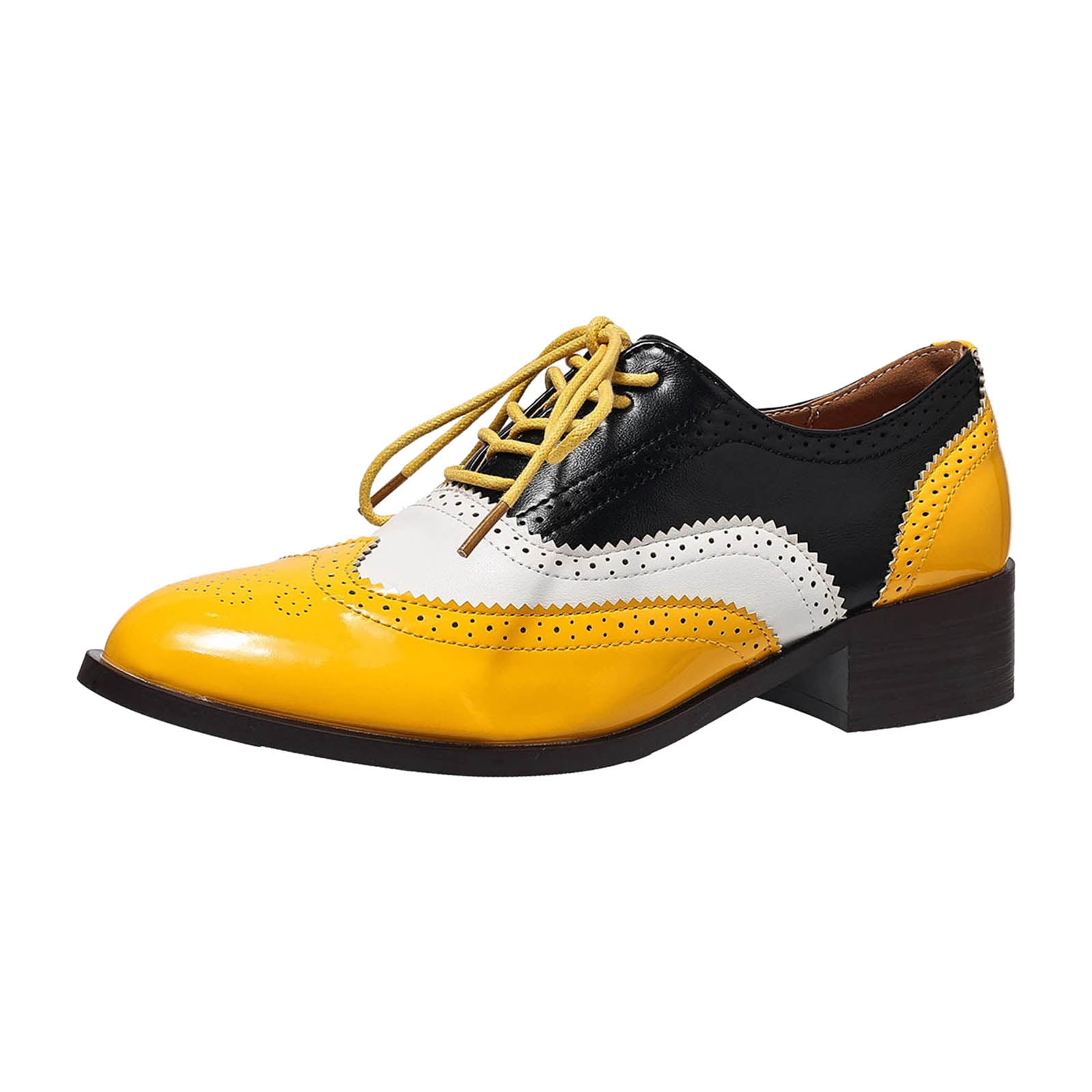 YLYL Women's Low Heels Oxfords Saddle Shoes Creeper Vintage Wingtip ...