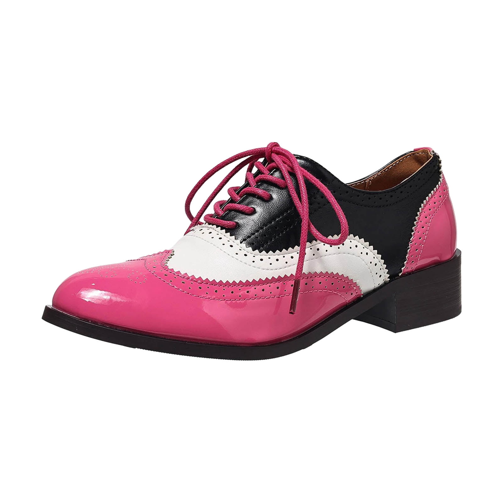 YLYL Women's Low Heels Oxfords Saddle Shoes Creeper Vintage Wingtip ...