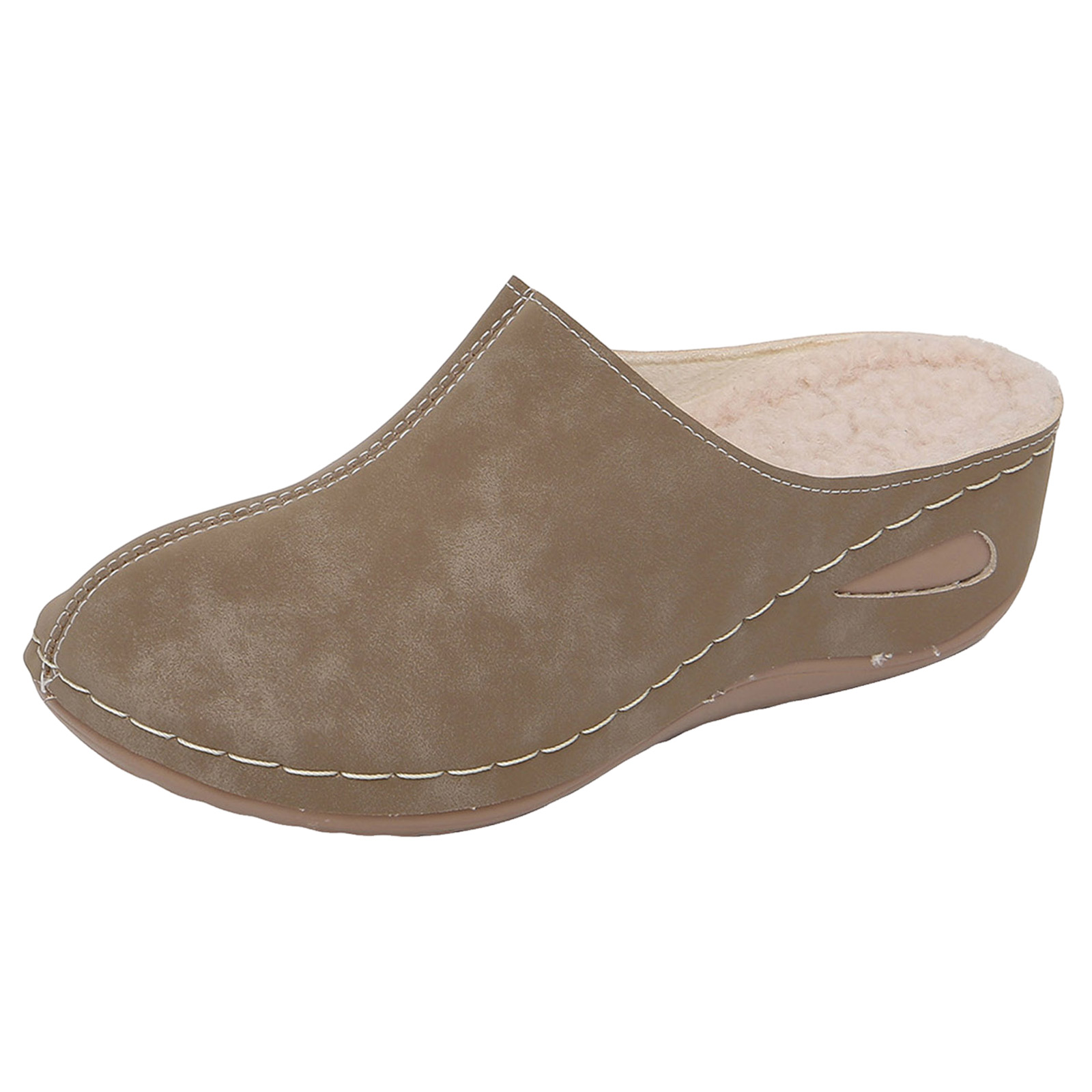 YLYL Women's House Slipper Mules Warm Fur Lined Wedge Heel Winter ...
