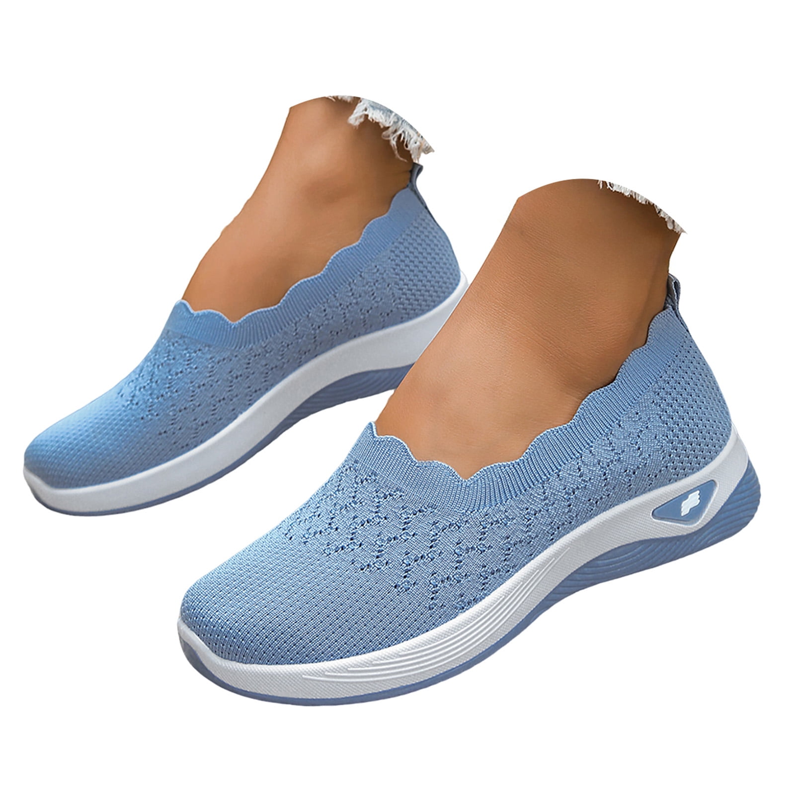 YLYL Women's Knit Loafer Shoes Memory Foam Round Toe Slip on ...