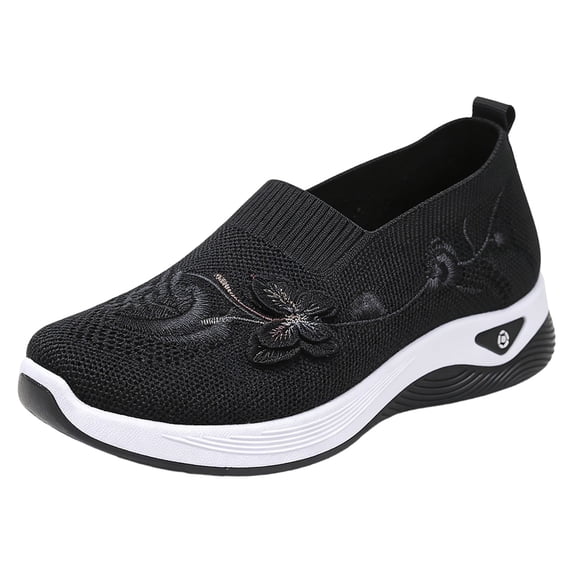 YLYL Women's Knitted Loafers Butterfly Embroidered Arch Support ...