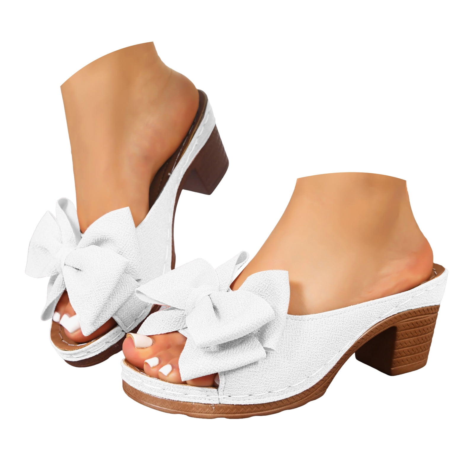 YLYL Women's Sandals Platform Chunky Heel Open Toe Slip on Fashion ...