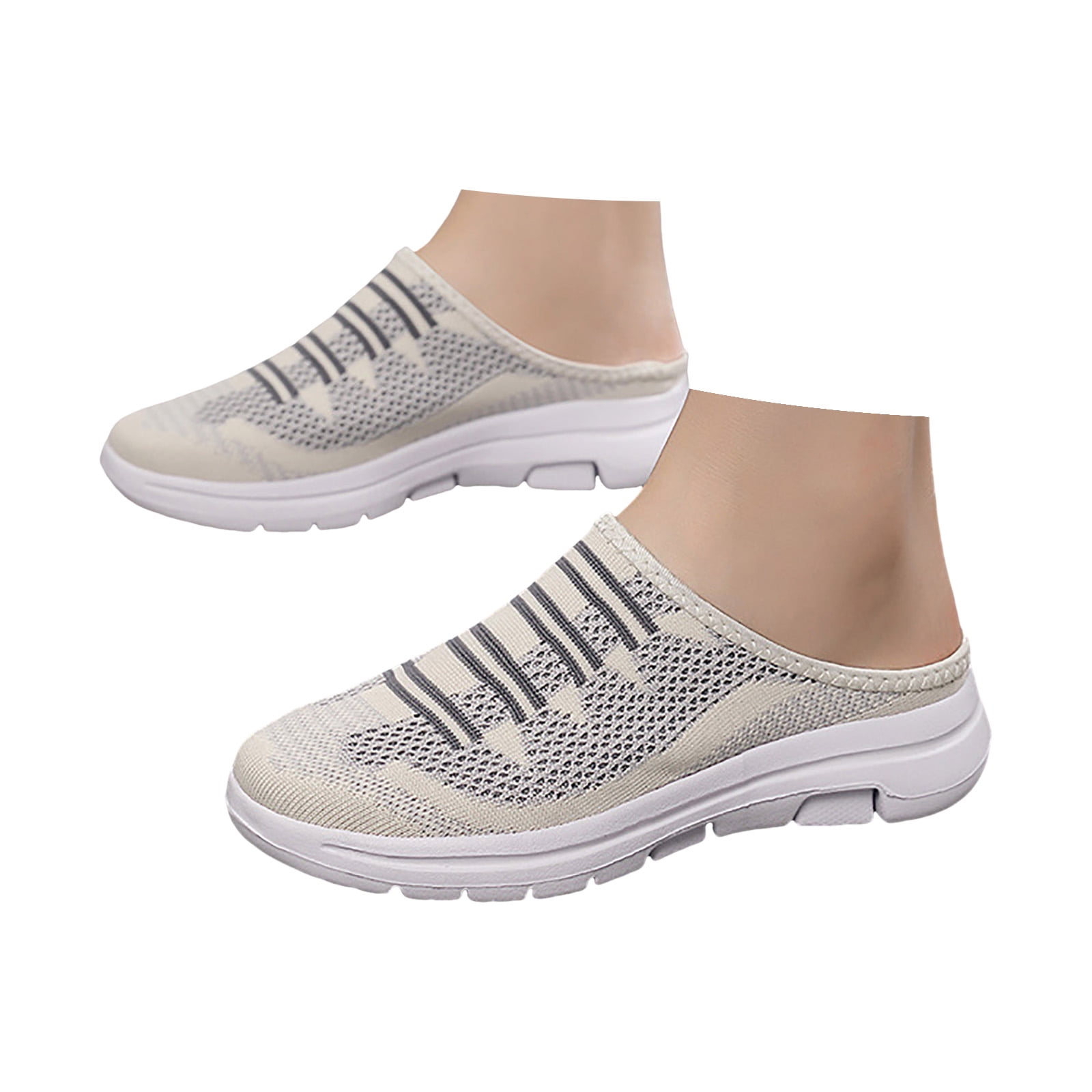 YLYL Women's Slip-On Mule Sneaker Breathable Mesh Tennis Shoes Light ...