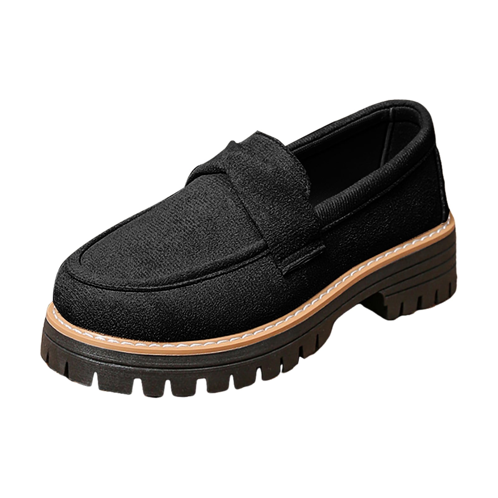 YLYL Women's Suede Penny Loafers Lug Sole Slip on Fashion Casual ...