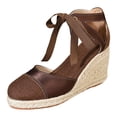 YLYL Womens Espadrilles Wedge Platform Sandals Closed Toe Ankle Strap ...