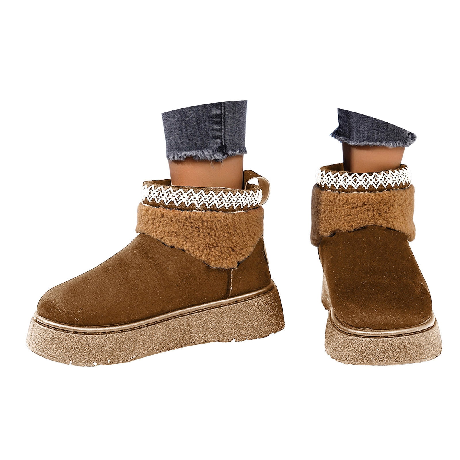 YLYL Womens Fuzzy House Slippers Warm Cozy Fur Pile Lined Indoor ...