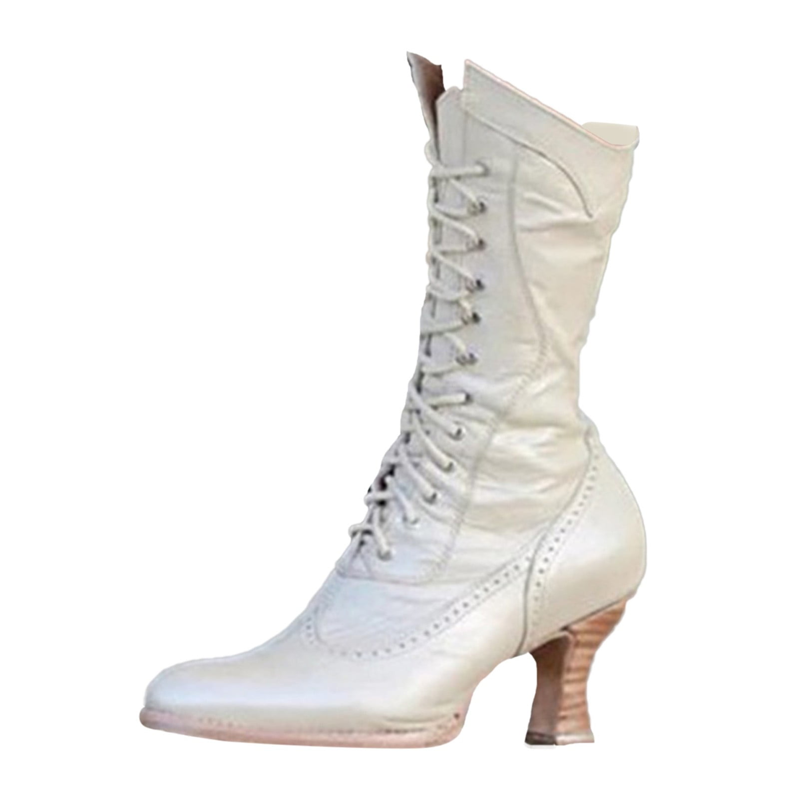 YLYL Womens Vintage Style Renaissance Boots Kitten Heel Lace up ...
