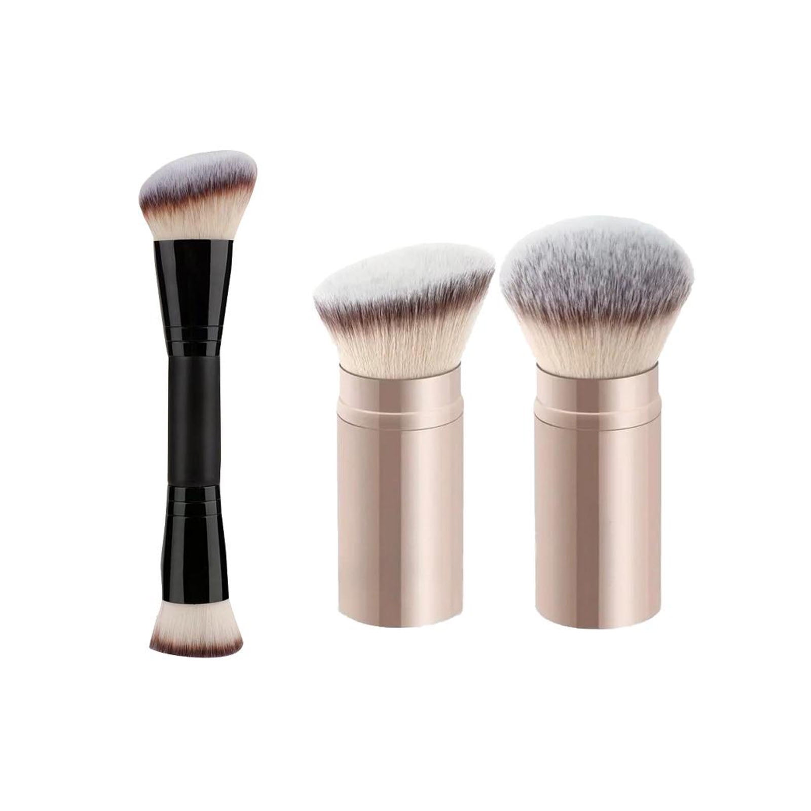 YLjuxozw 3pcs Retractable Makeup Brush Set, Travel Kabuki Powder Foundation Makeup Brush Face ...