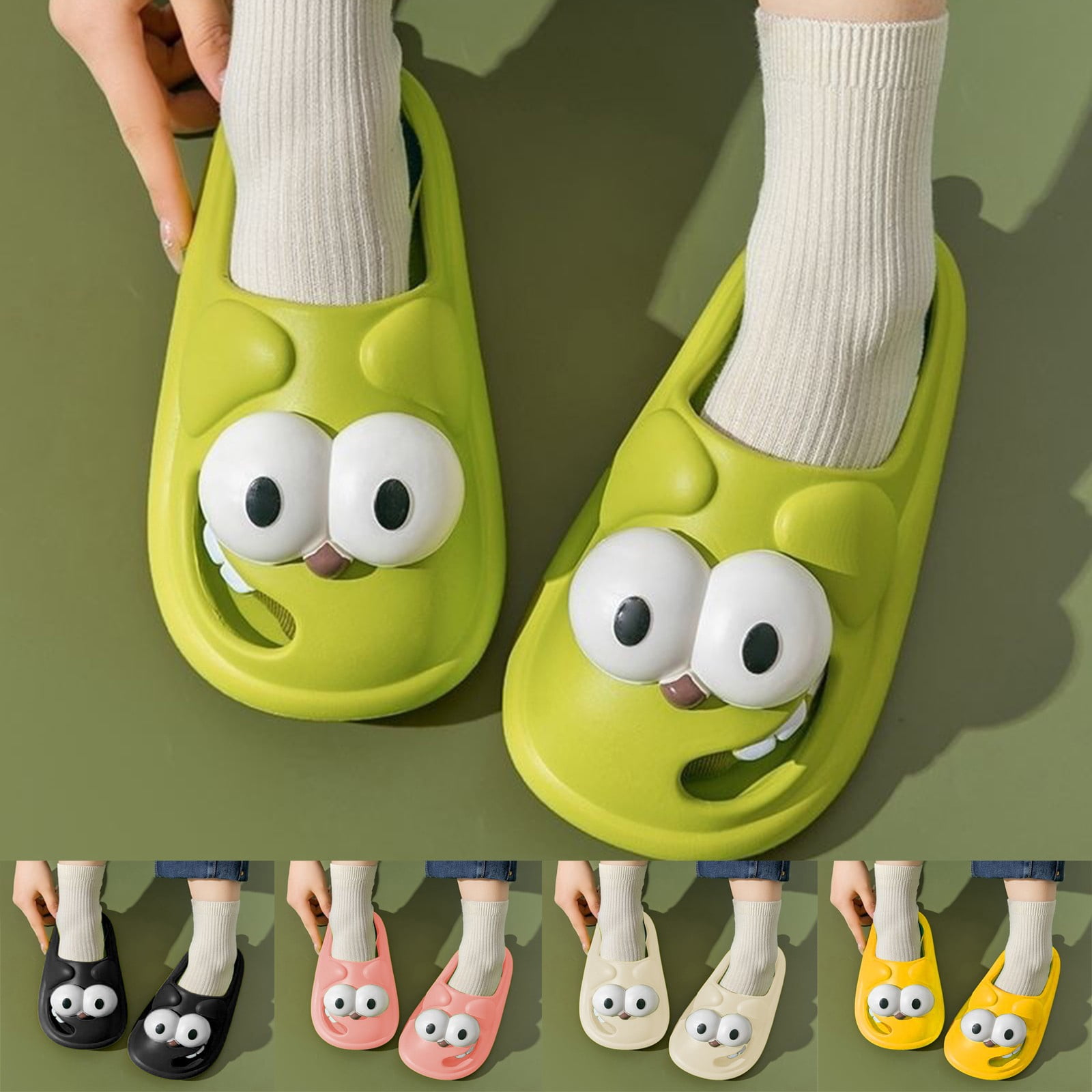 YM Kissing Slippers for Women, Non- 3D Funny Cute Sole Tongue Big Eyed ...