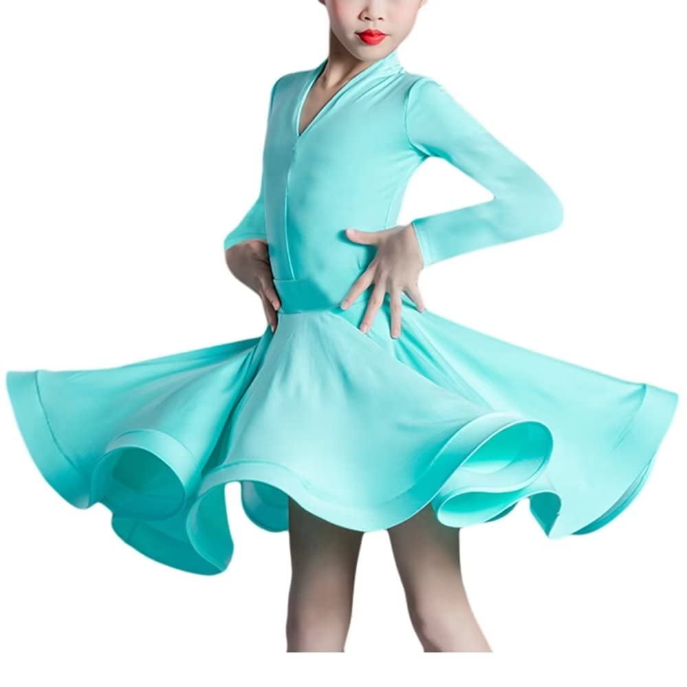 YM YOUMU Kids Girls Long Sleeve Latin Dance Dress Ballrom Tango ...