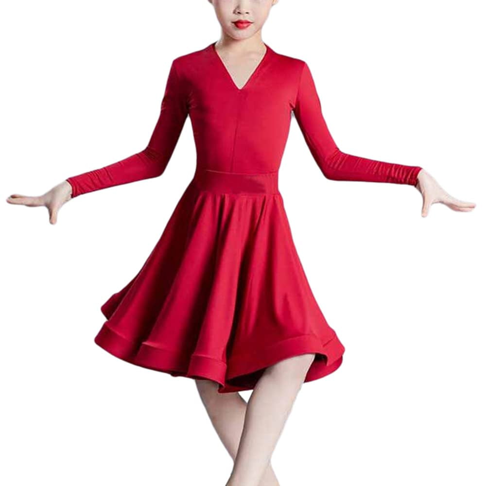 YM YOUMU Kids Girls Long Sleeve Latin Dance Dress Ballrom Tango ...