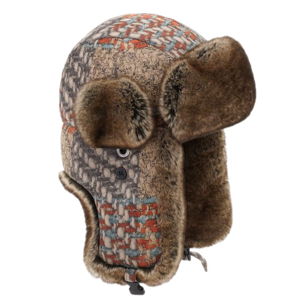 YM YOUMU Men Faux Fur Hat Women Flaps Trooper Cap Warm Winter - Walmart.com