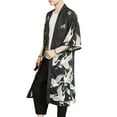 YM YOUMU Men Japanese Loose Long Kimono Yukata Outwear Bathrobe ...