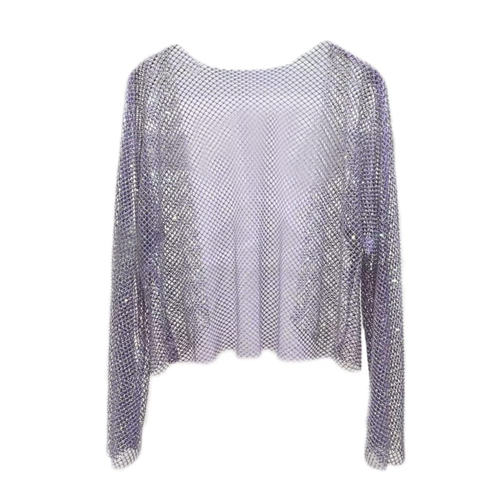 YM YOUMU Women Open Front Rhinestone Crop Cardigan Long Sleeves See ...