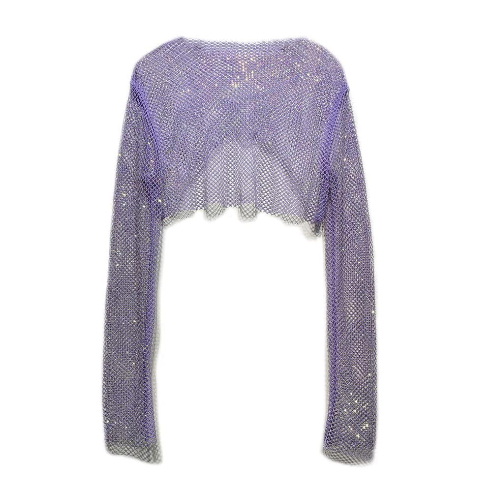 YM YOUMU Women Rhinestone Crystal Crop Tops Mesh Net Sheer Shiny ...