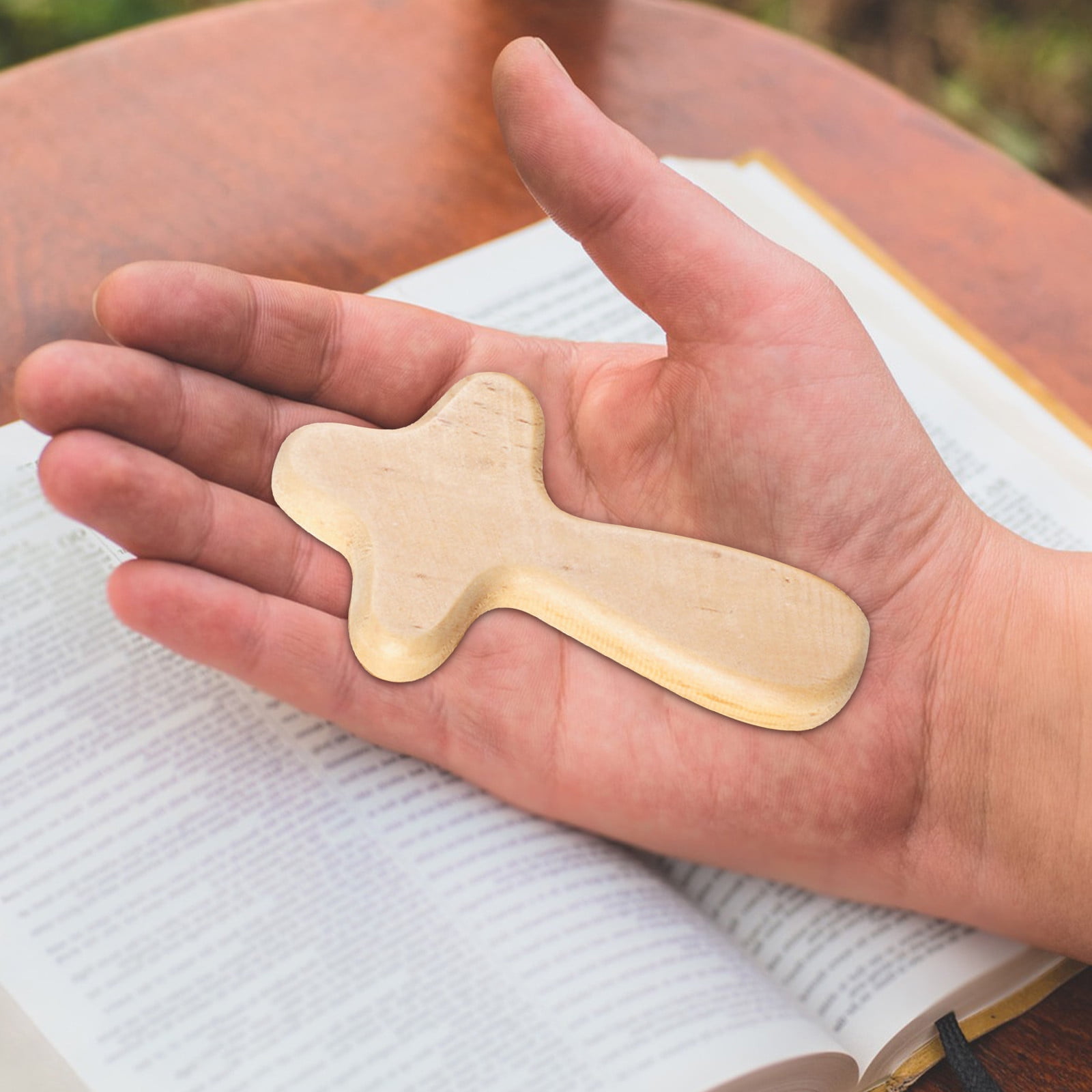 YMARPT 4" Handheld Wood Cross Ornament, 1PC Crafts Wood Cross, Portable ...