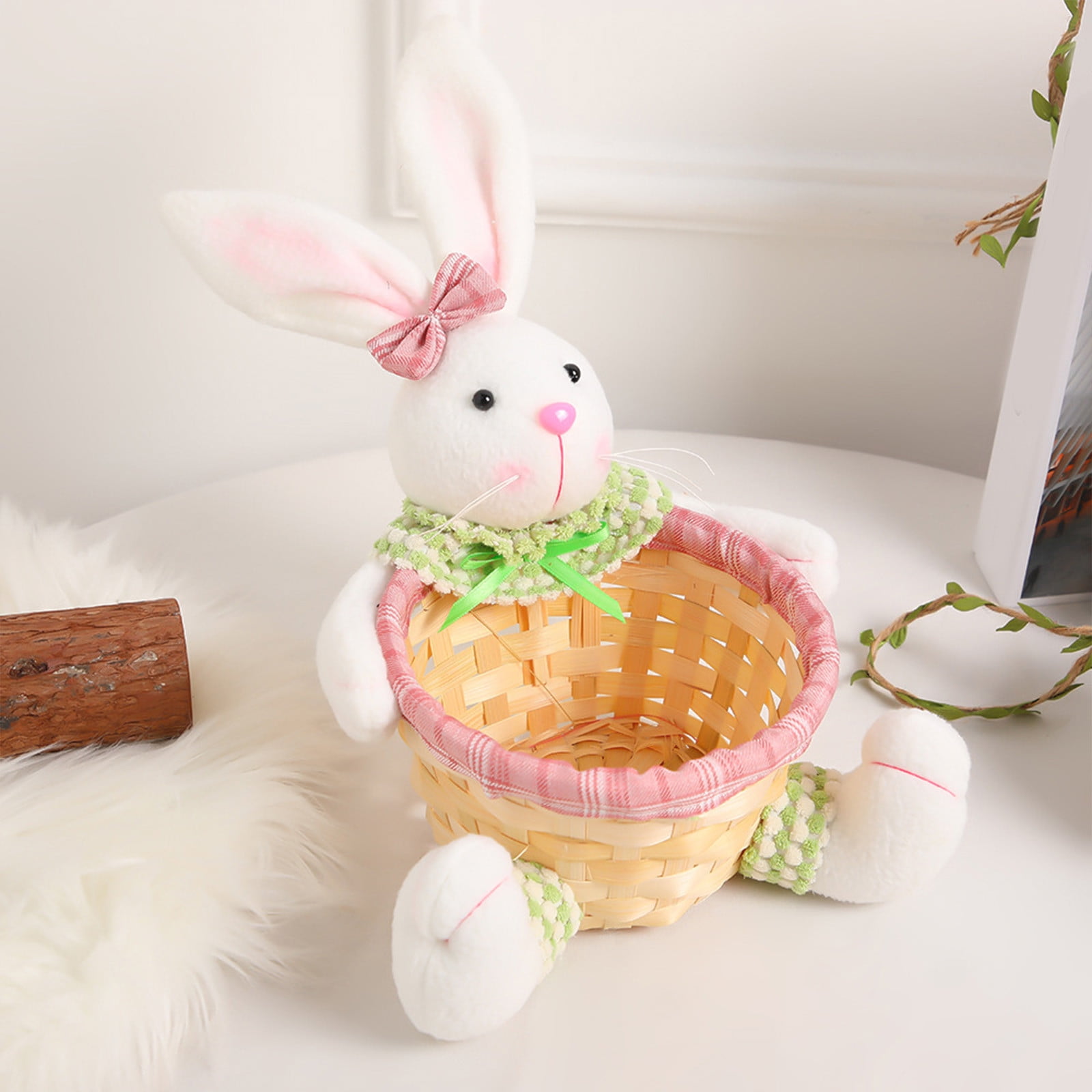 YMARPT Easter Bunny Woven Basket, Easter Bunny Candy Storage Basket ...