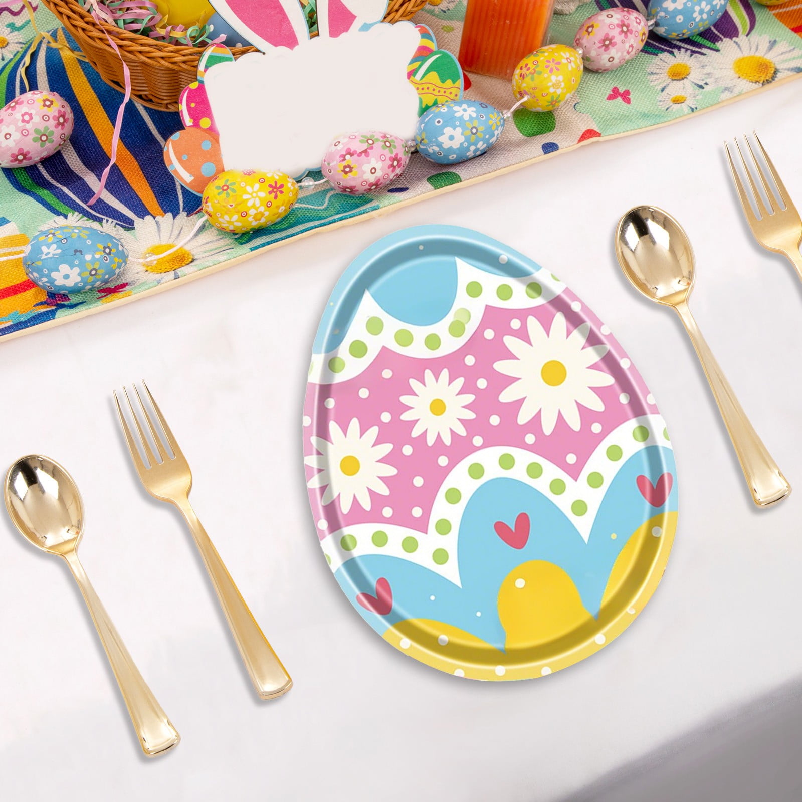 YMARPT Easter Eggs Printed Tableware Set, 10PCS Easter Eggs Party ...