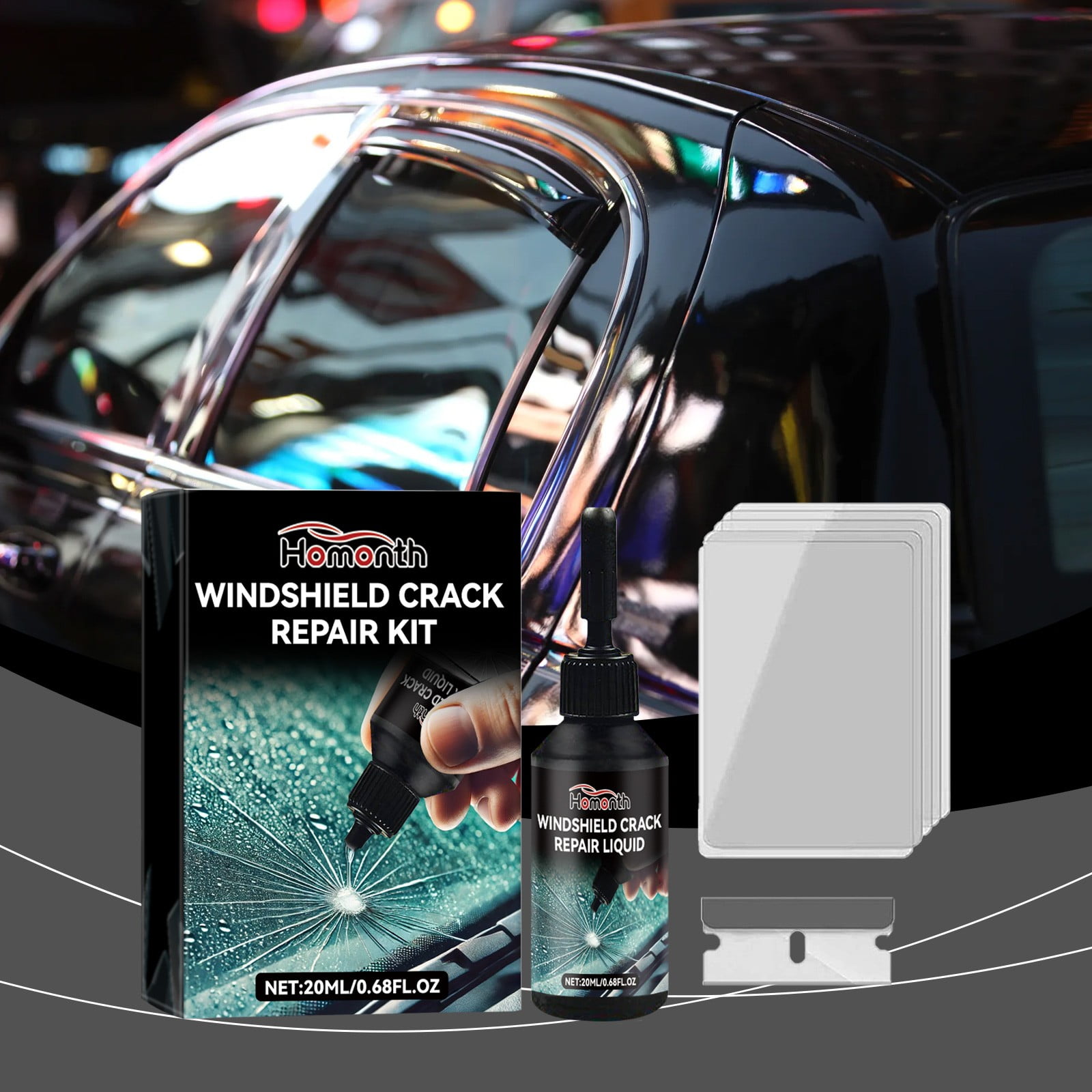 YMARPT Windshield Crack Repair Kit, Glass Crack Repair Fluid ...