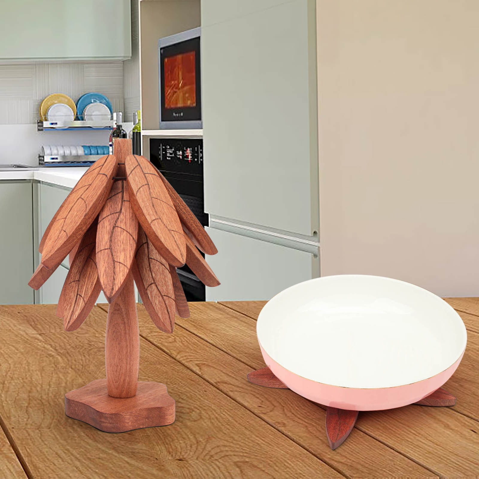YMARPT Wooden Trivets for Hot Dishes, Tree Shape Trivet Set, Foldable ...