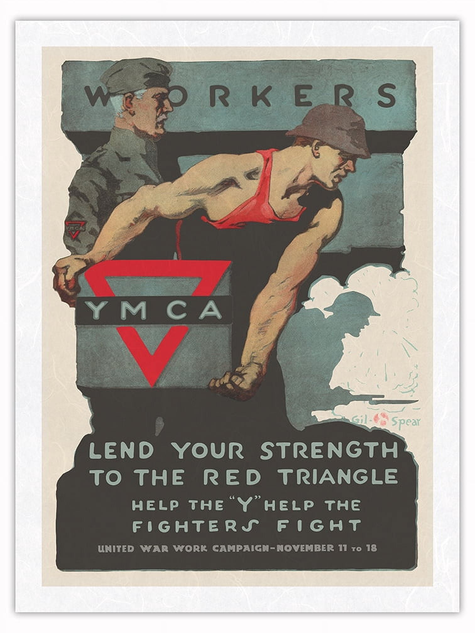 YMCA - Workers Lend Your Strength to the Red Triangle - Vintage War ...