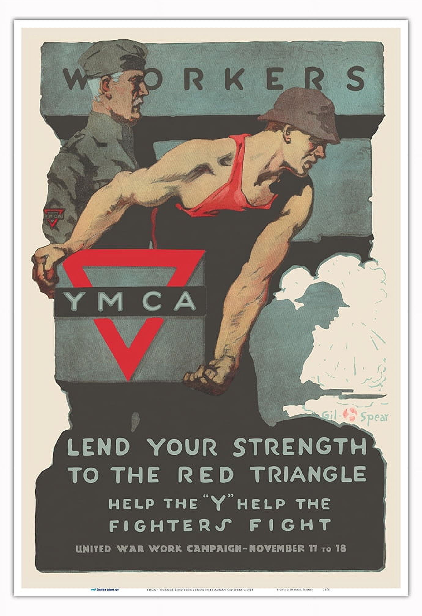 YMCA - Workers Lend Your Strength to the Red Triangle - Vintage War ...