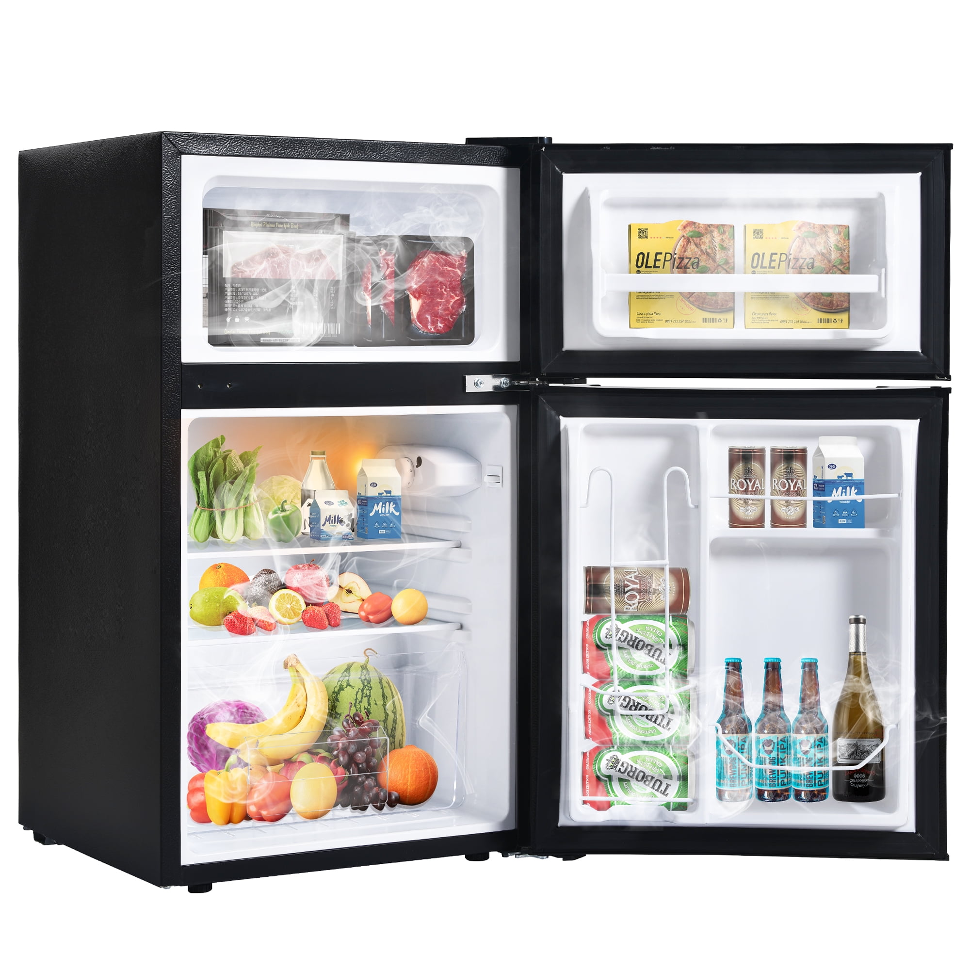 YMHML 3.2 Cu.ft Two Door Mini Fridge With Freezer for Bedroom Office or ...