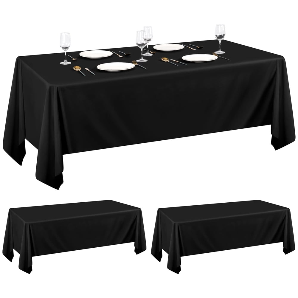 YMHPRIDE 2Pack Black Polyester Tablecloths 90x156inch Rectangle Tables ...